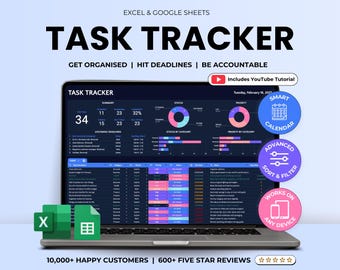 Task Tracker Spreadsheet - to Do List - Google Sheets Template - Task List Template - Digital ...