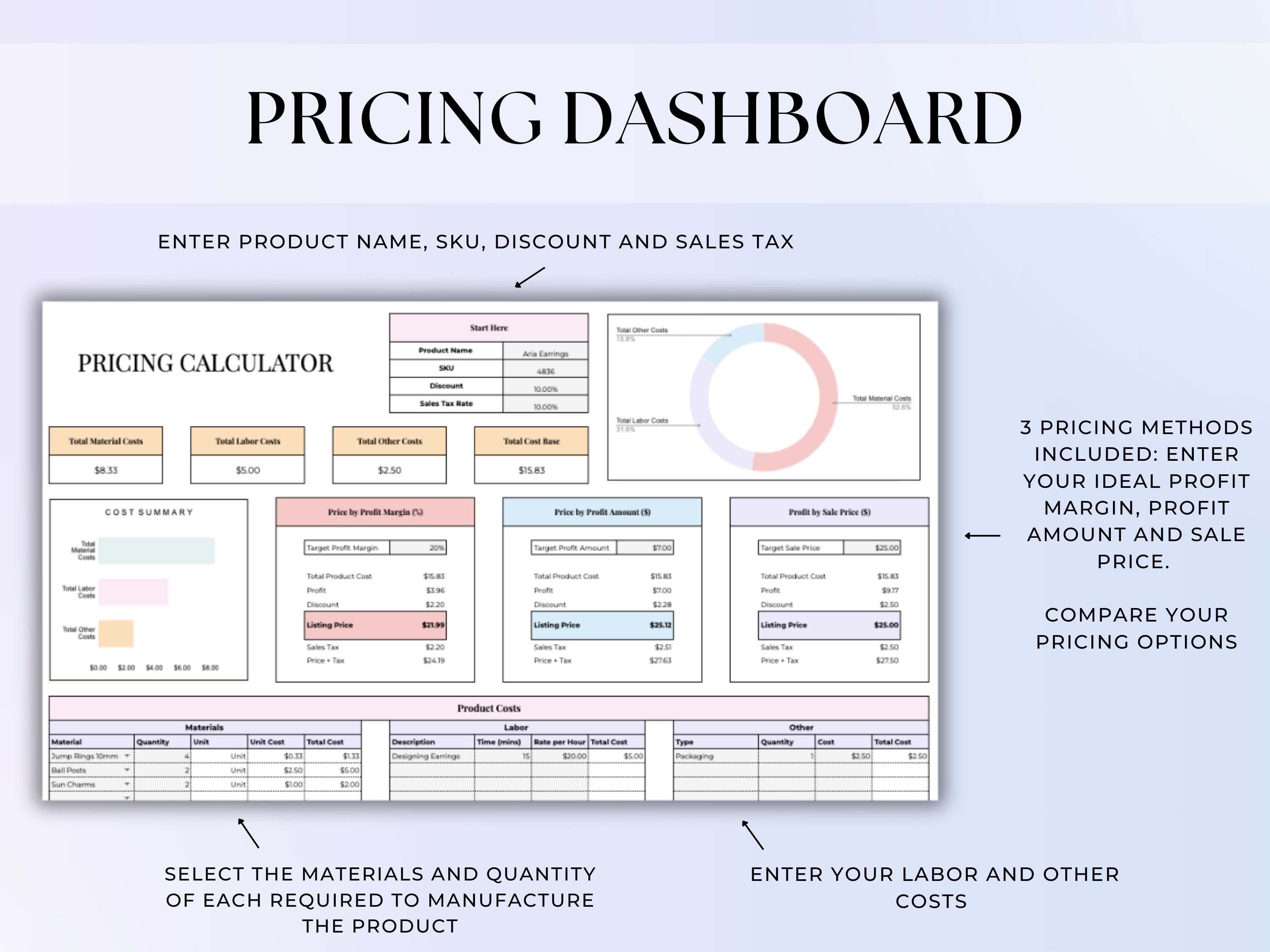 Handmade Product Pricing Calculator Template for Jewlery Pricing ...