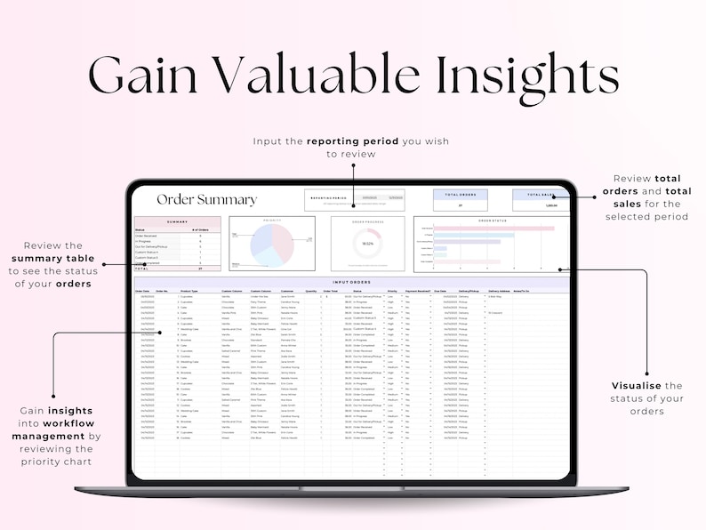 Order Tracker Spreadsheet, Home Baker Business Order Log Template ...