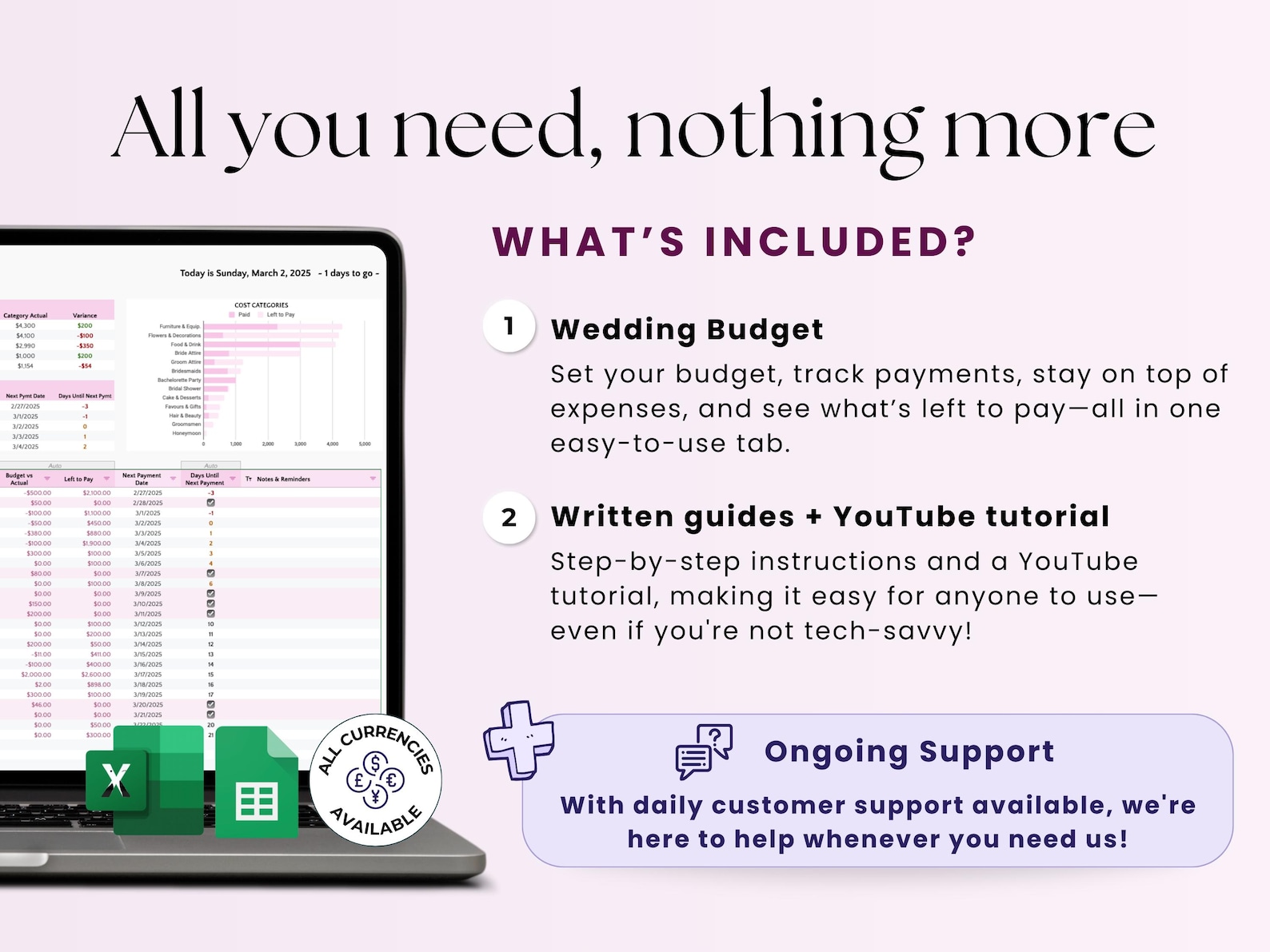 Wedding Budget Tracker Google Sheets Wedding Expense Planner Excel ...