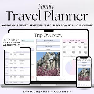 Travel Planner Spreadsheet, Family Digital Holiday Plan & Trip ...