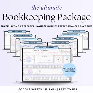 Small Business Easy Bookkeeping Spreadsheet Google Sheets Profit and ...