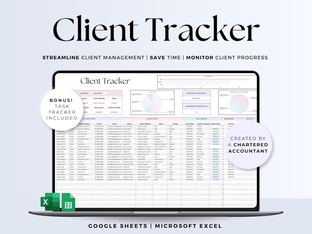 Client Tracker Spreadsheet, Customer Management Tool Google Sheets ...