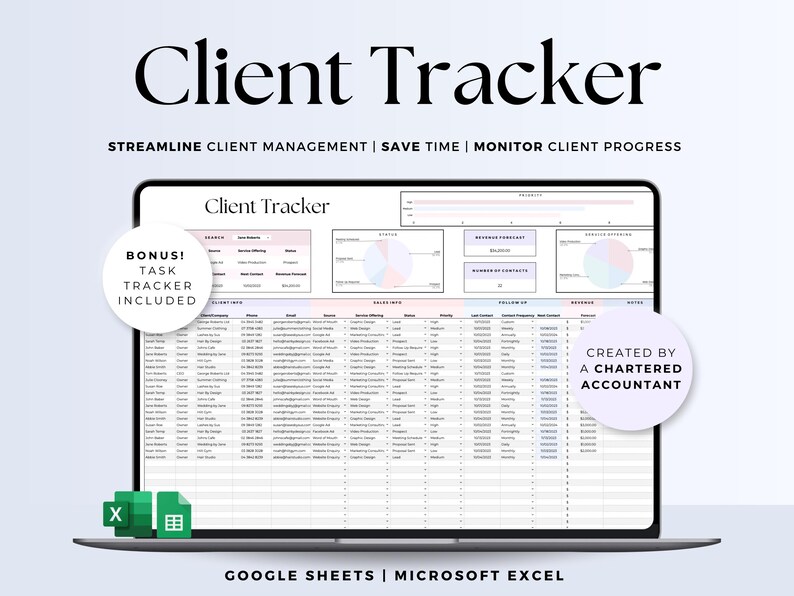 Client Tracker Spreadsheet, Customer Management Tool Google Sheets ...