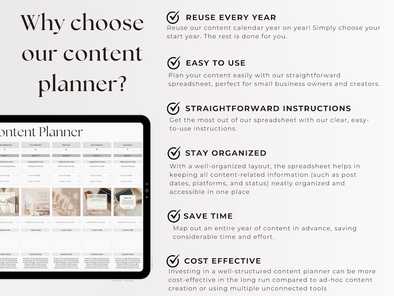 Google Sheets Content Calendar for Social Media, Yearly Content ...