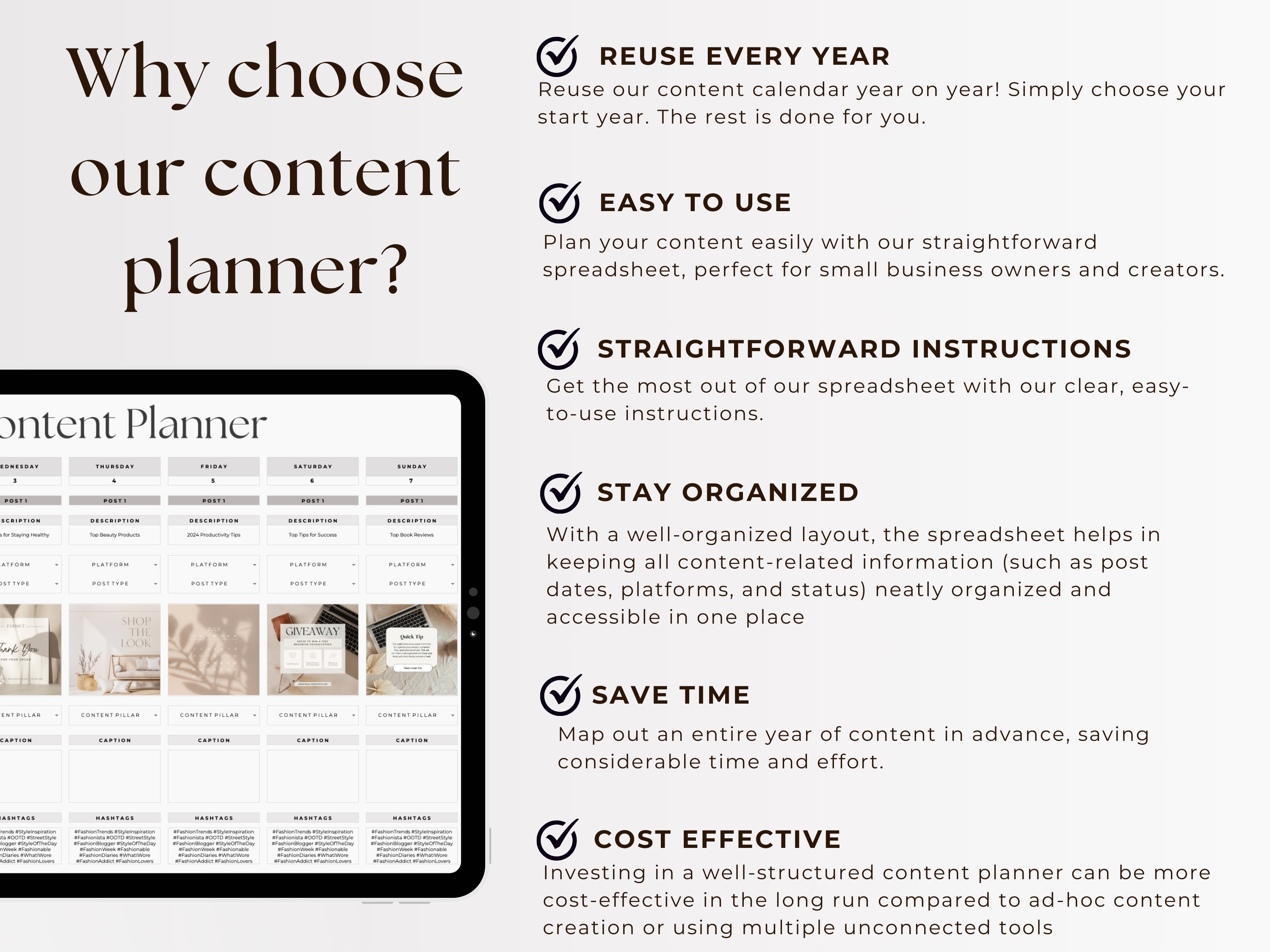 Google Sheets Content Calendar for Social Media, Yearly Content ...