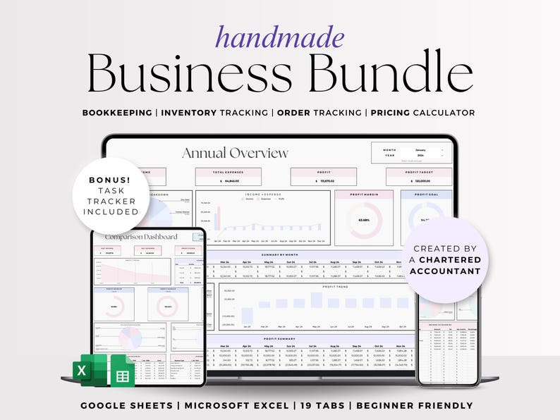 Small Business Bookkeeping Spreadsheet, Handmade Business Google Sheets ...