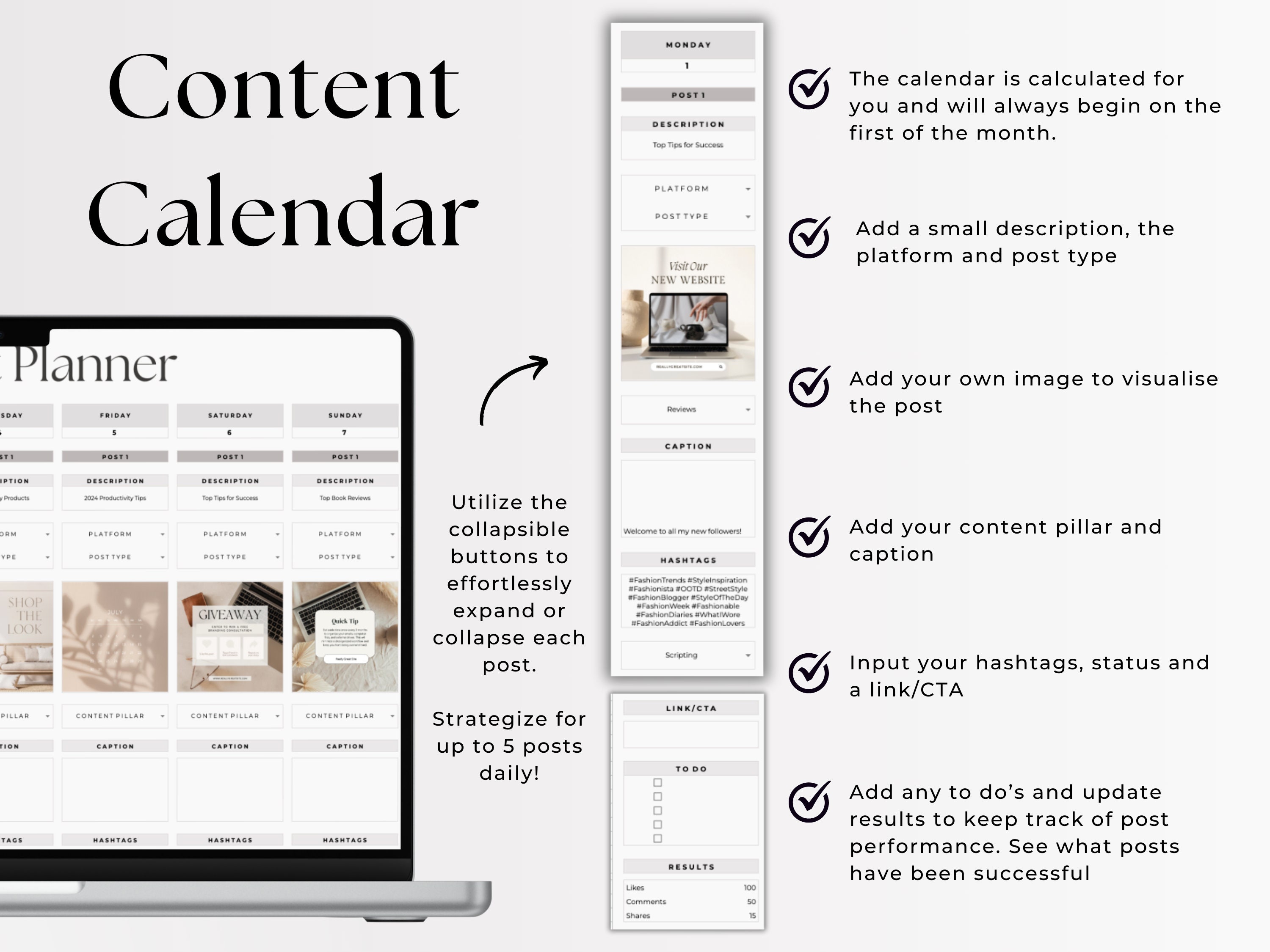 Google Sheets Content Calendar for Social Media, Yearly Content ...