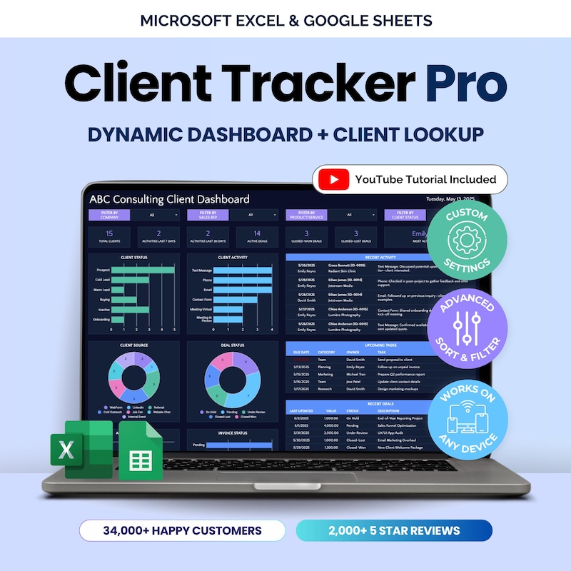 Excel Template Crm - Etsy