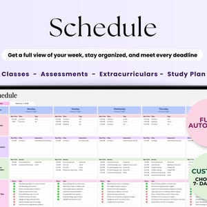 Student Planner Spreadsheet 2025 Academic College Assignment Tracker ...