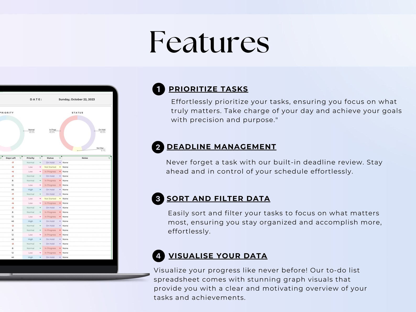 Task Tracker Spreadsheet Template, Task Management Google Sheets, To-do ...