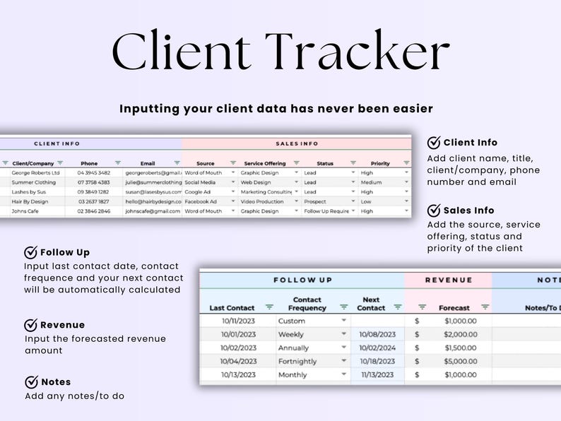 Client Tracker Spreadsheet, Customer Management Tool Google Sheets ...