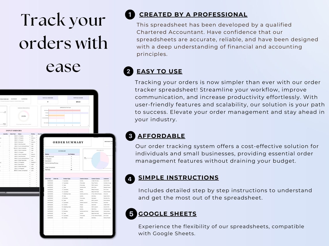 Order Tracker Spreadsheet, Home Baker Business Order Log Template ...