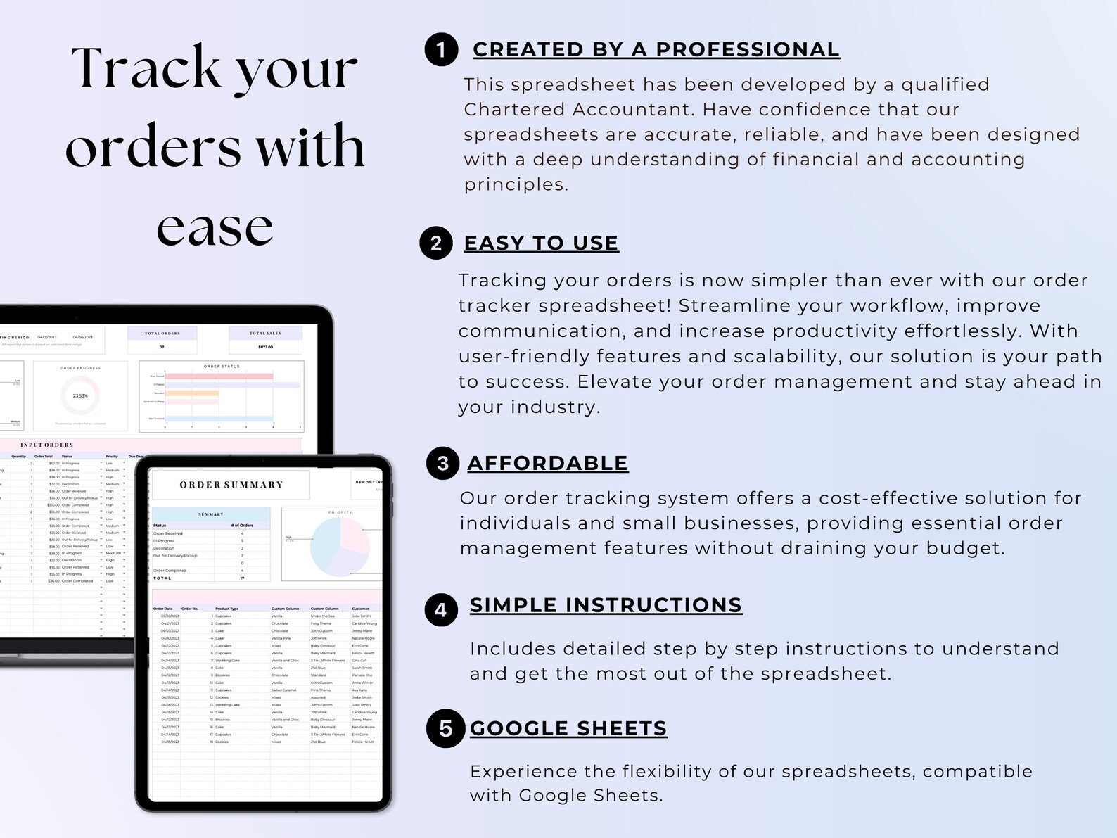 Order Tracker Spreadsheet, Home Baker Business Order Log Template ...