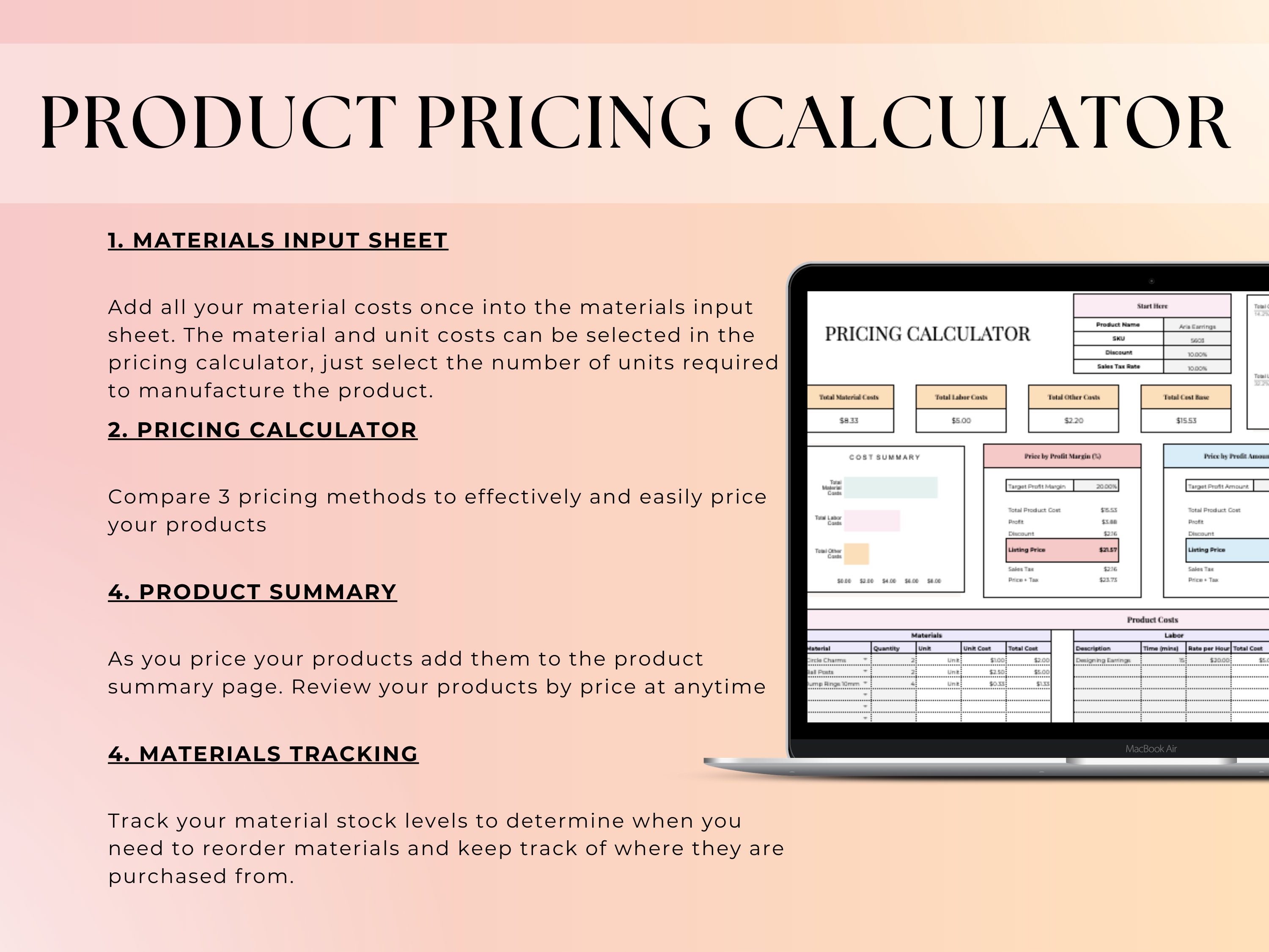 Easy Bookkeeping Spreadsheet Template Small Business, Product Pricing Calculator, Google Sheets ...