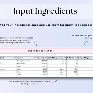 Easy Recipe Cost and Pricing Calculator, Food Business Costing Template ...