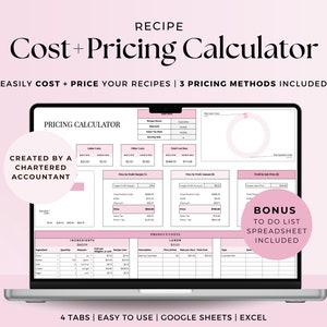 Recipe Cost and Pricing Calculator, Home Baker Business Cake Costing ...