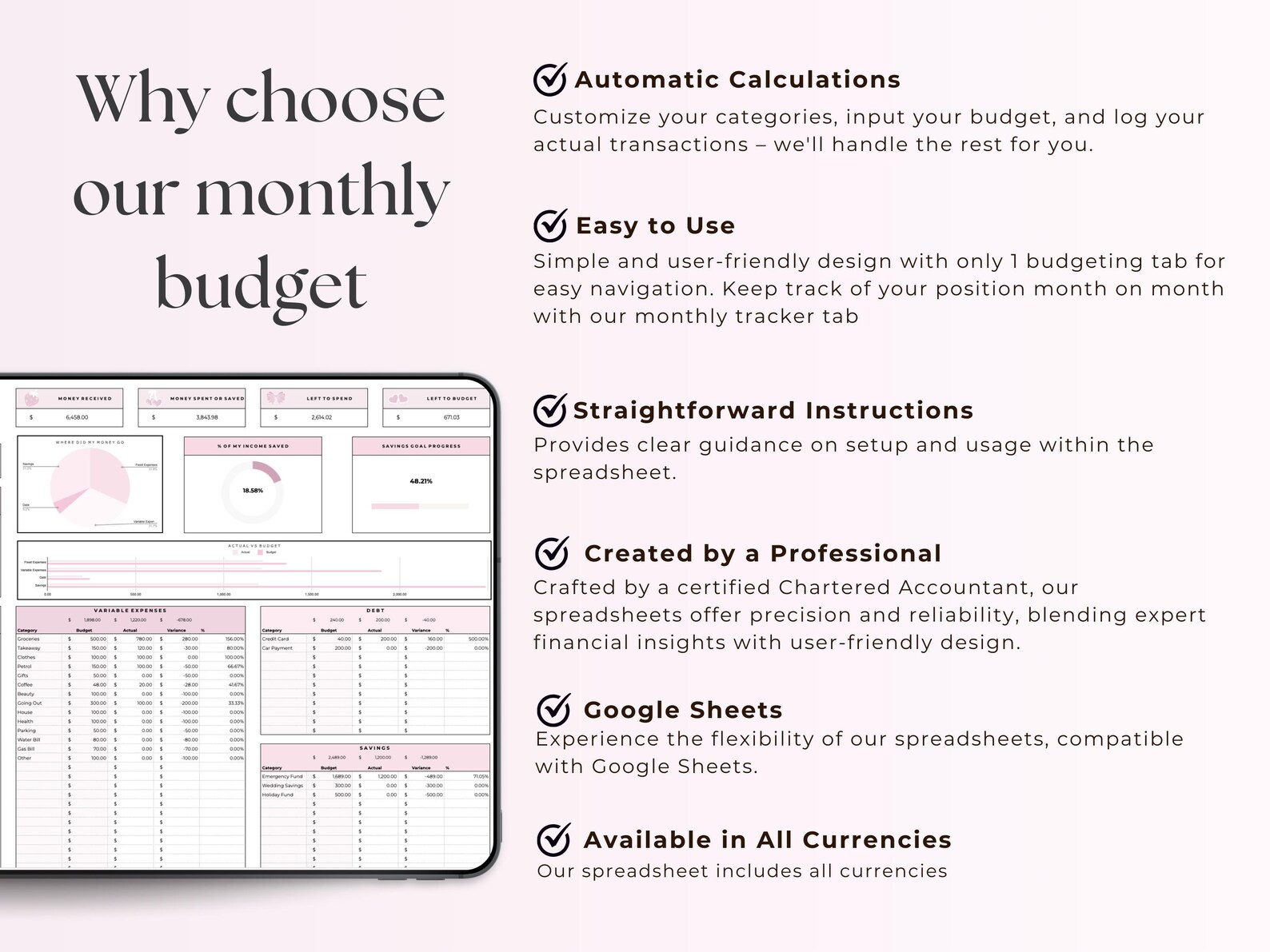 2024 Monthly Budget Planner Spreadsheet Template, Easy Digital ...