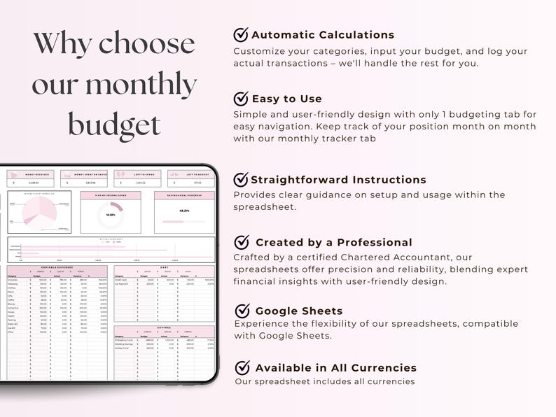2024 Monthly Budget Planner Spreadsheet Template, Easy Digital ...