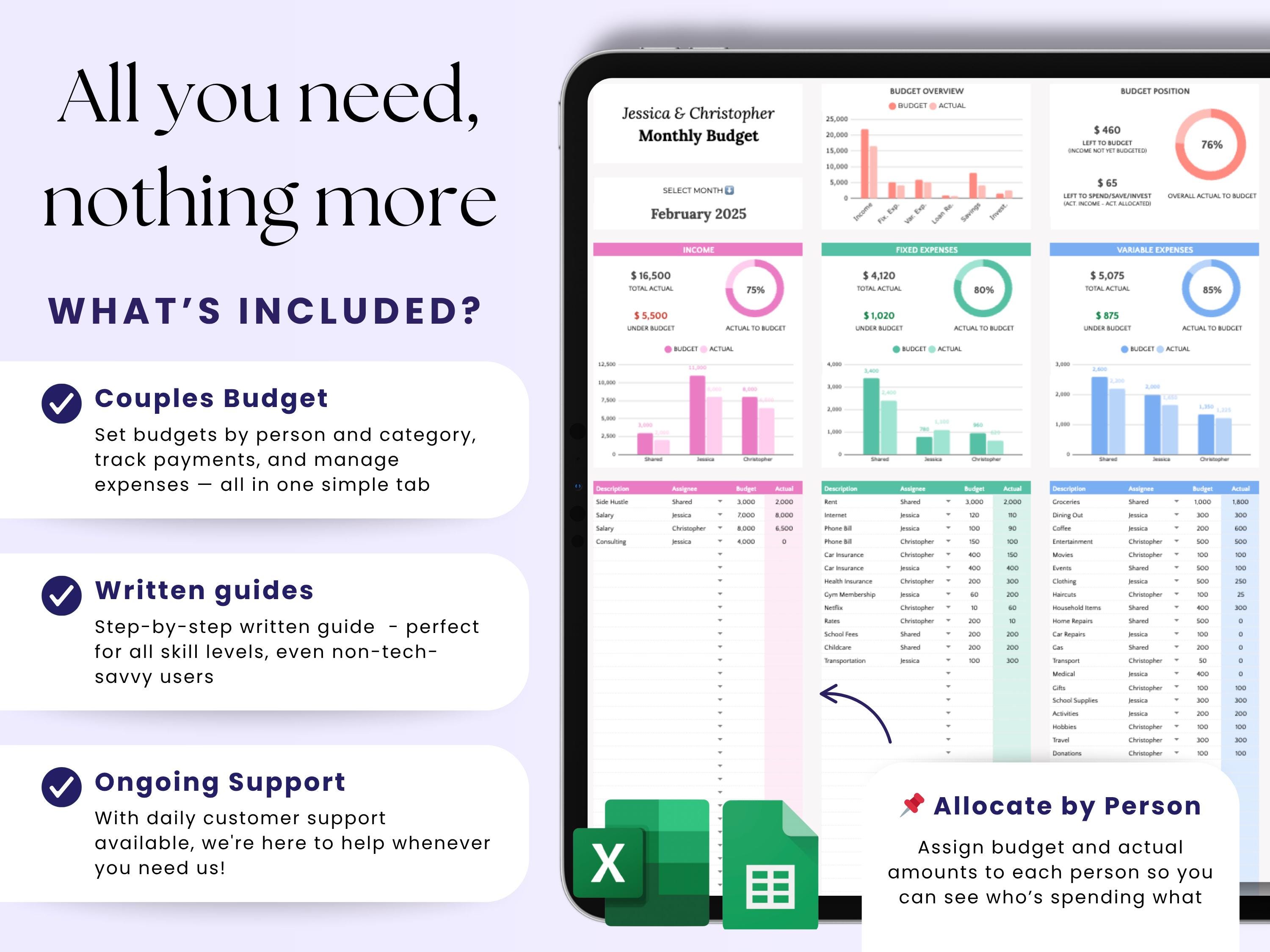 Couples Budget Spreadsheet Monthly Couple Budget Template Google Sheets ...