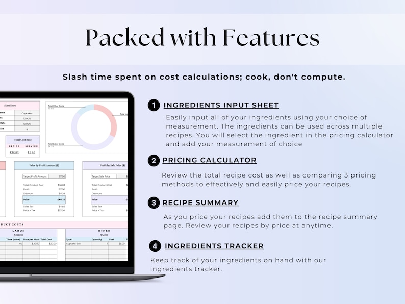 Easy Recipe Cost and Pricing Calculator, Food Business Costing Template ...