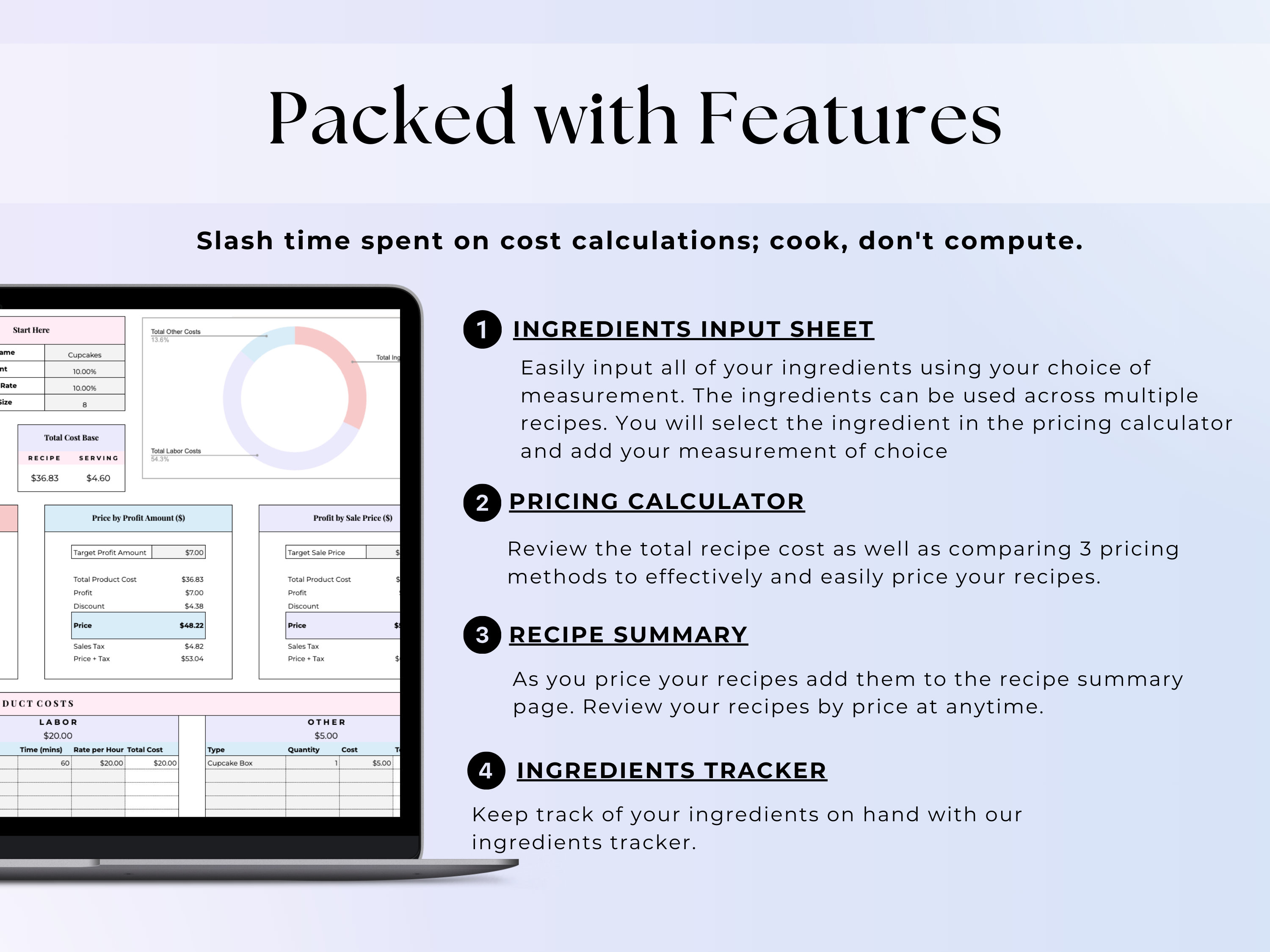 Easy Recipe Cost and Pricing Calculator, Food Business Costing Template ...