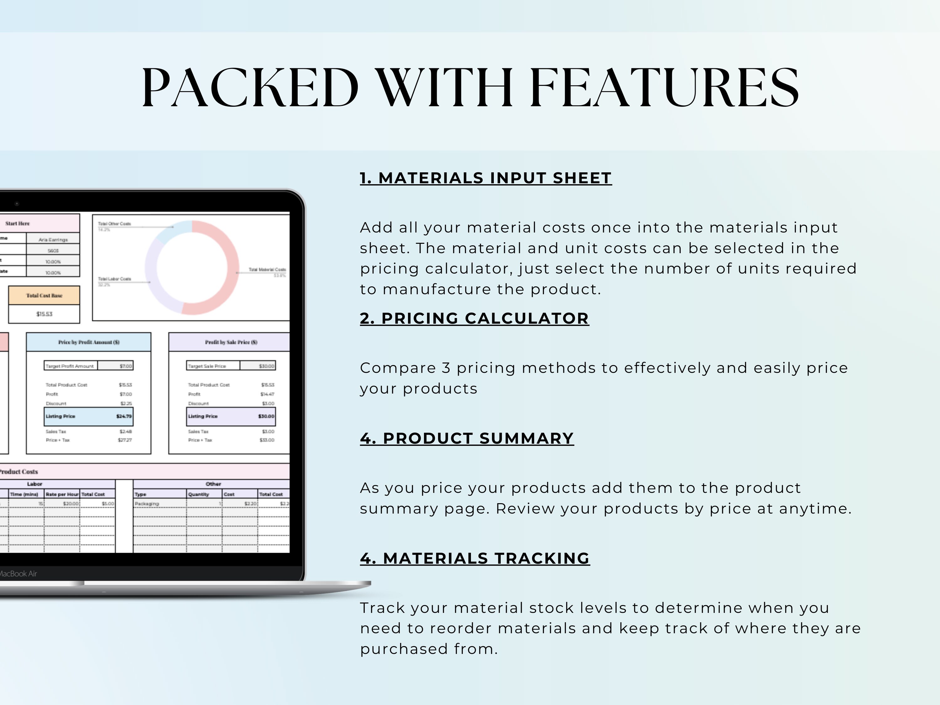Easy Product Pricing Calculator Template for Small Business, Profit ...