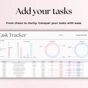 Task Tracker Spreadsheet Template, Task Management Google Sheets, To-do ...