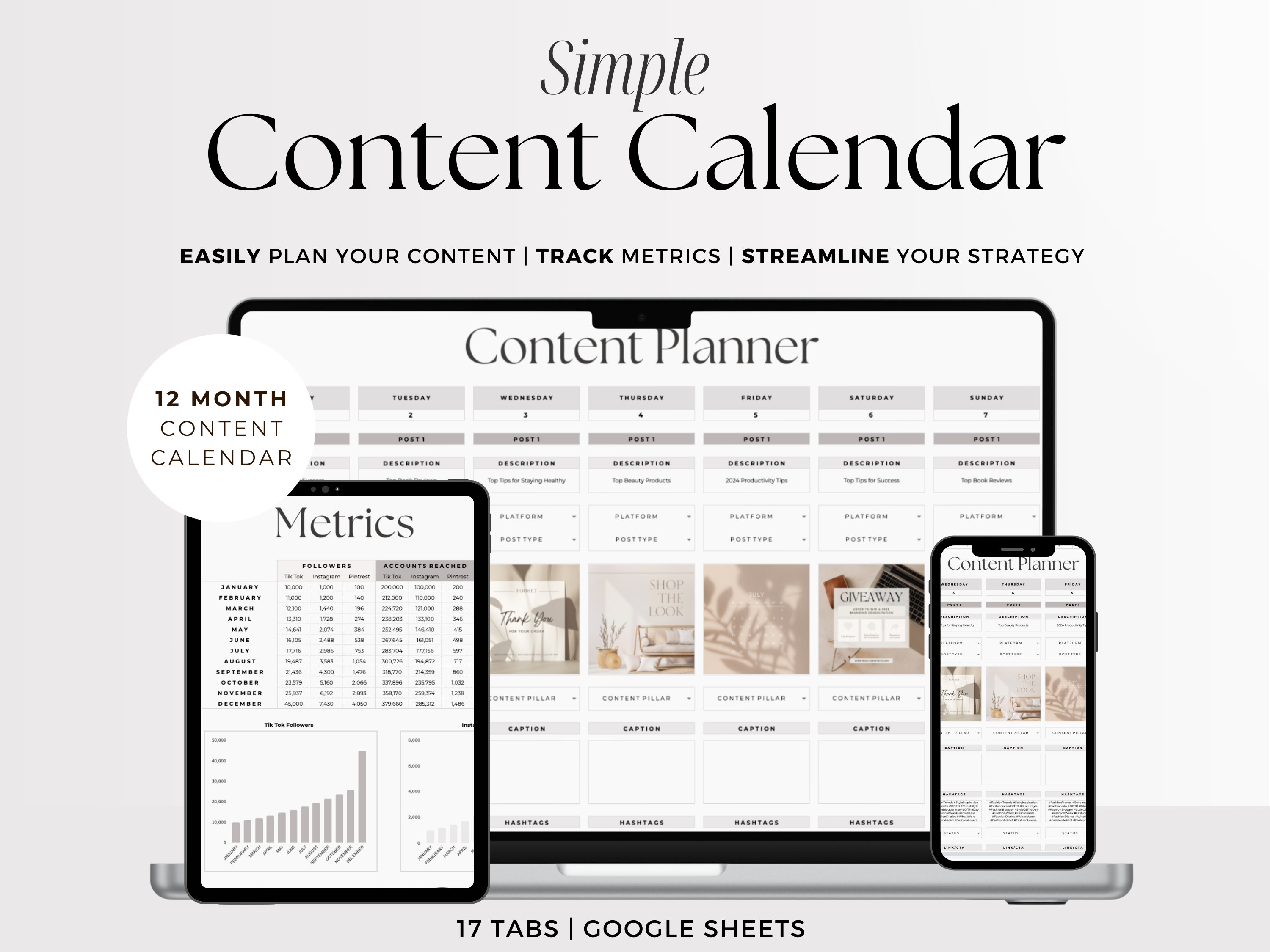 Google Sheets Content Calendar for Social Media, Yearly Content Planning Spreadsheet, Post ...