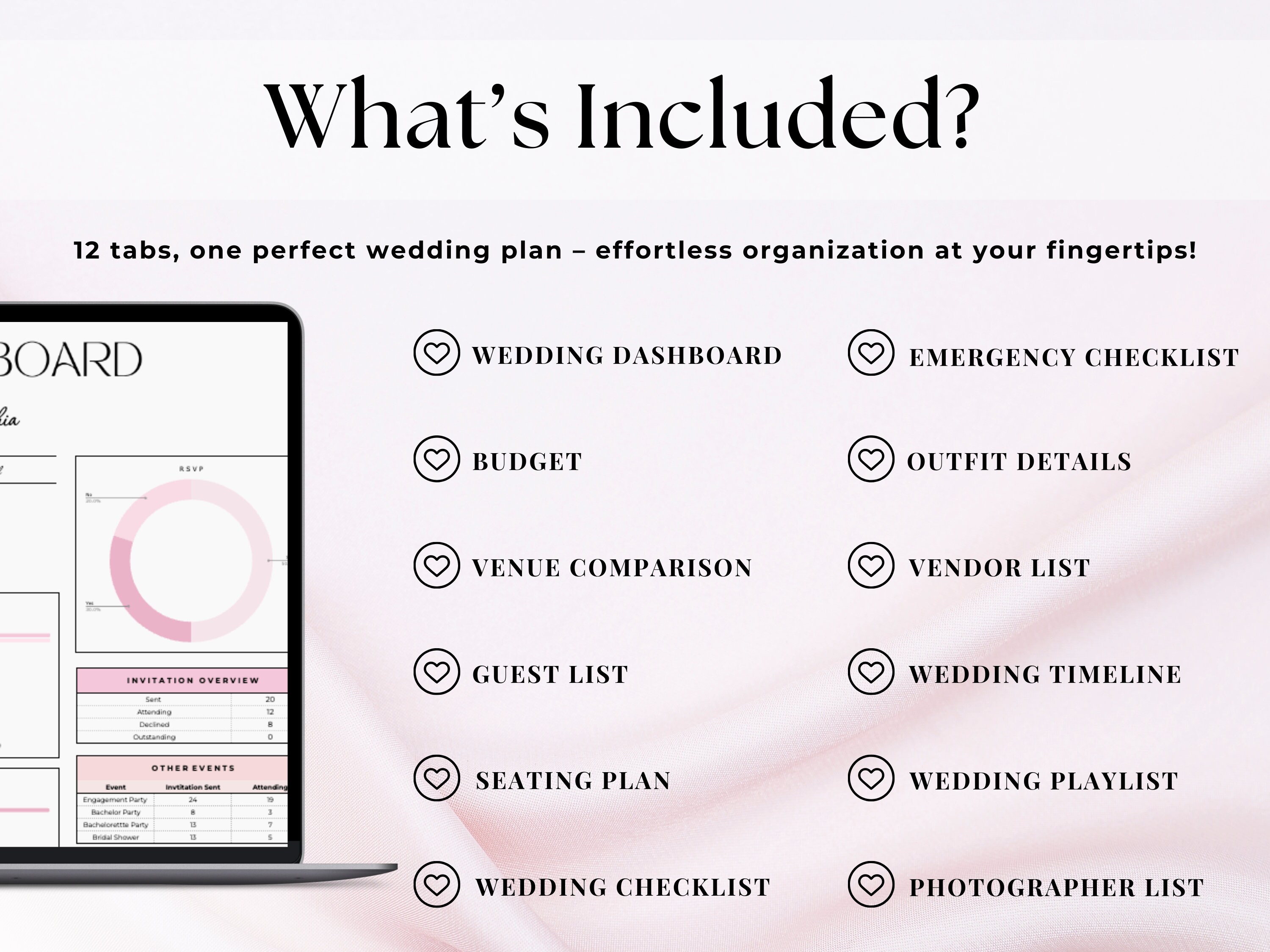 Minimalistic Easy Wedding Tracker Spreadsheet Planner Google Sheets ...