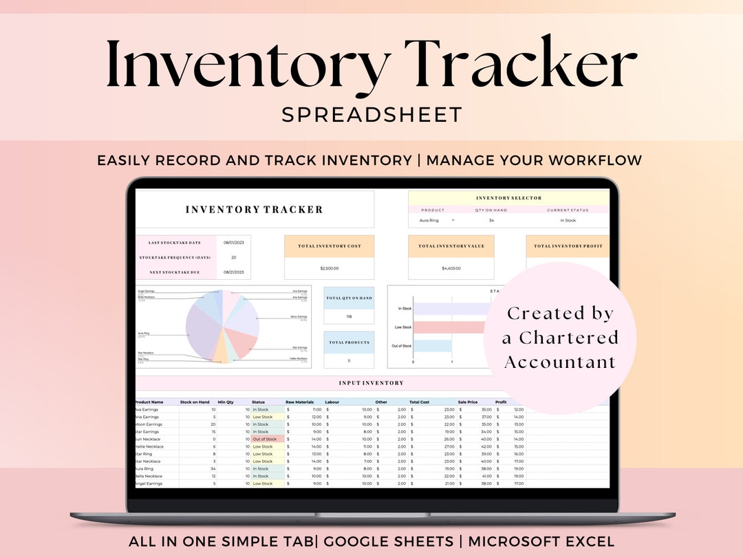 Inventory Tracker Spreadsheet, Product Tracking Template for Google ...