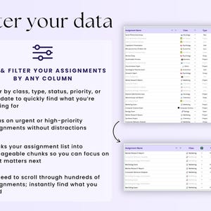 Assignment Tracker Spreadsheet Digital Student Planner Google Sheets ...