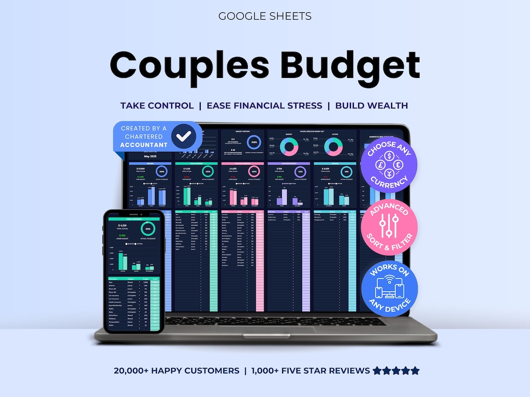 Couples Budget Spreadsheet Monthly Couple Budget Template Annual ...