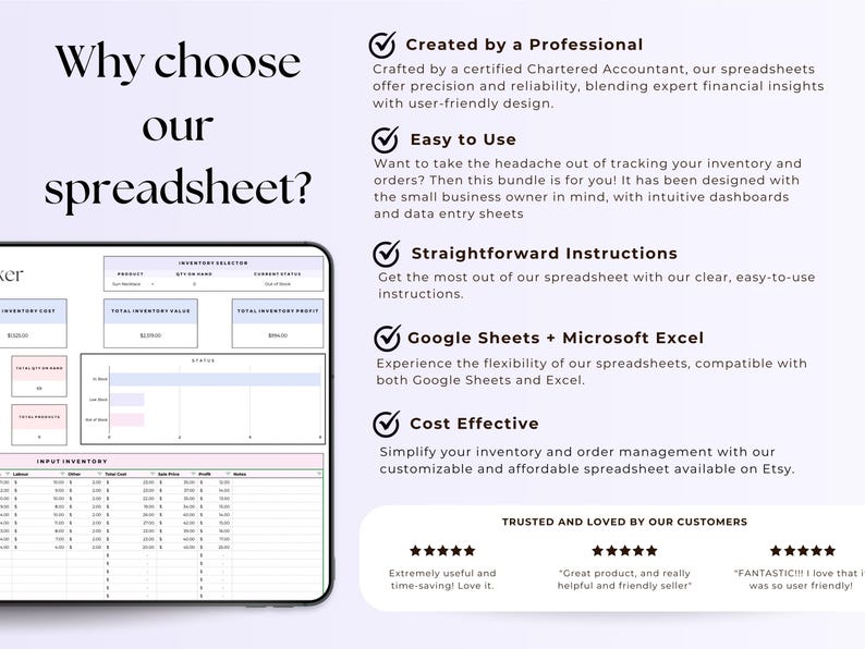 Inventory Order Tracker Spreadsheet, Product Tracking Template for ...
