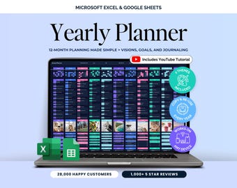 Yearly Planner Undated Annual Calendar Monthly Event Tracker 2026 ...