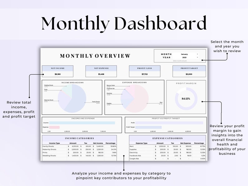 Easy Bookkeeping Spreadsheet Template for Photographer Videographer ...