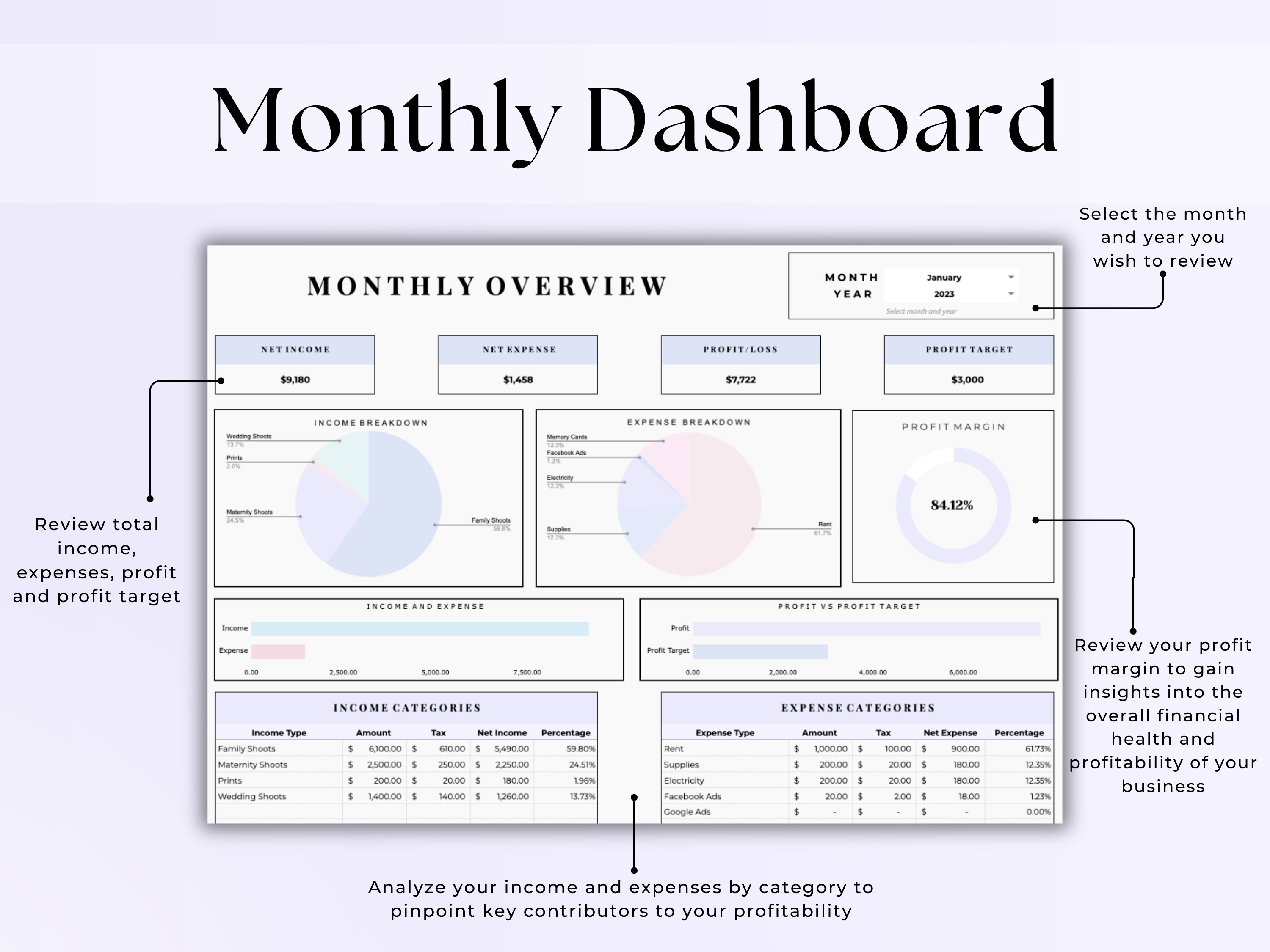 Easy Bookkeeping Spreadsheet Template for Photographer Videographer ...