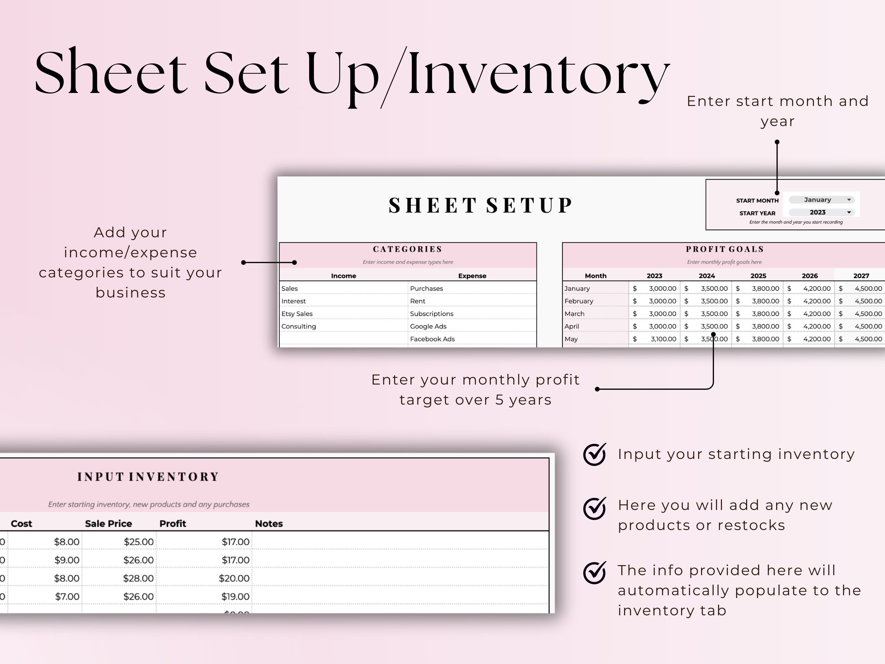 Handmade Business Bookkeeping Spreadsheet, Craft Product Pricing ...