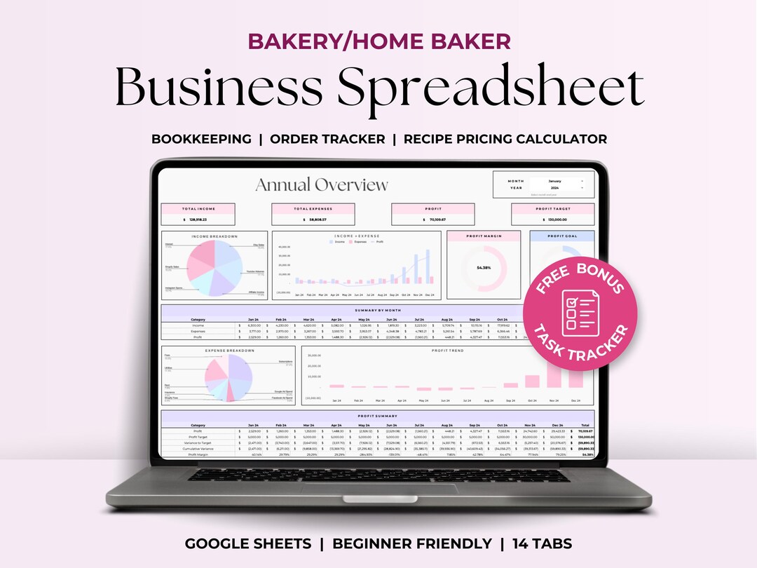 Home Baker Recipe Cost Pricing Calculator Bookkeeping Spreadsheet Excel ...