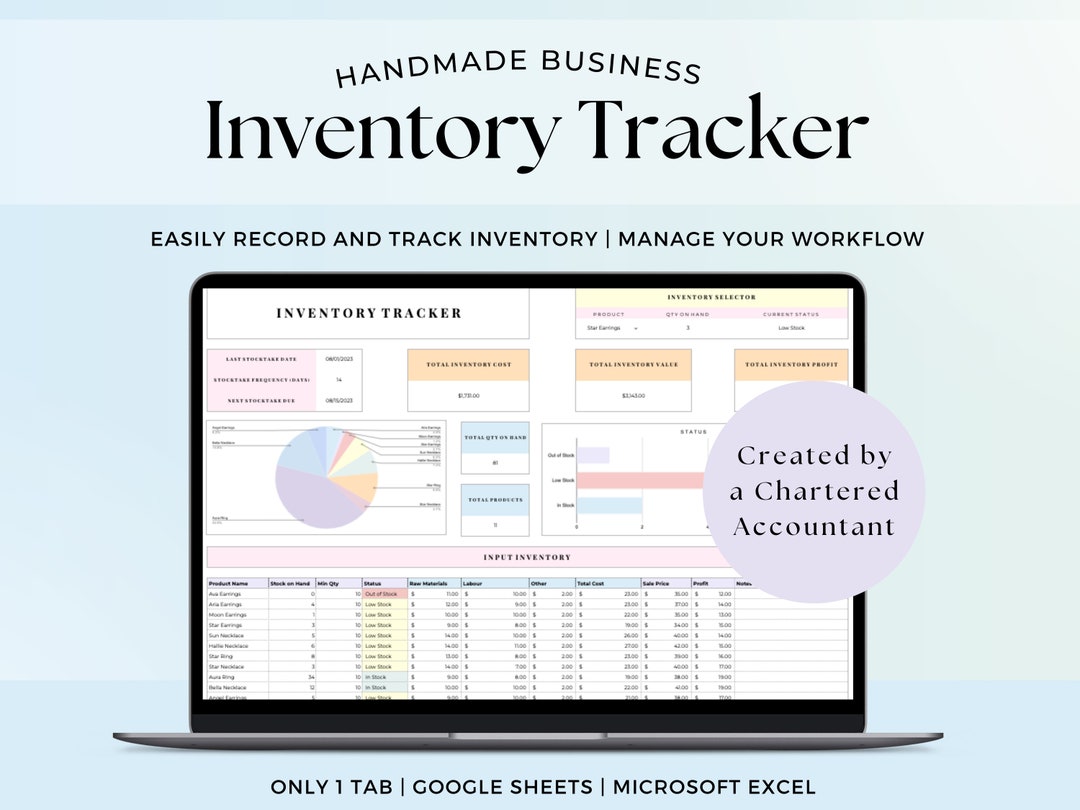 Handmade Business Inventory Tracker Spreadsheet, Craft Product Tracking ...