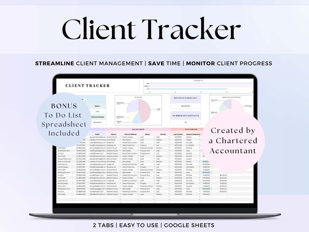 Client Tracker Spreadsheet, Customer Management Tool Google Sheets ...