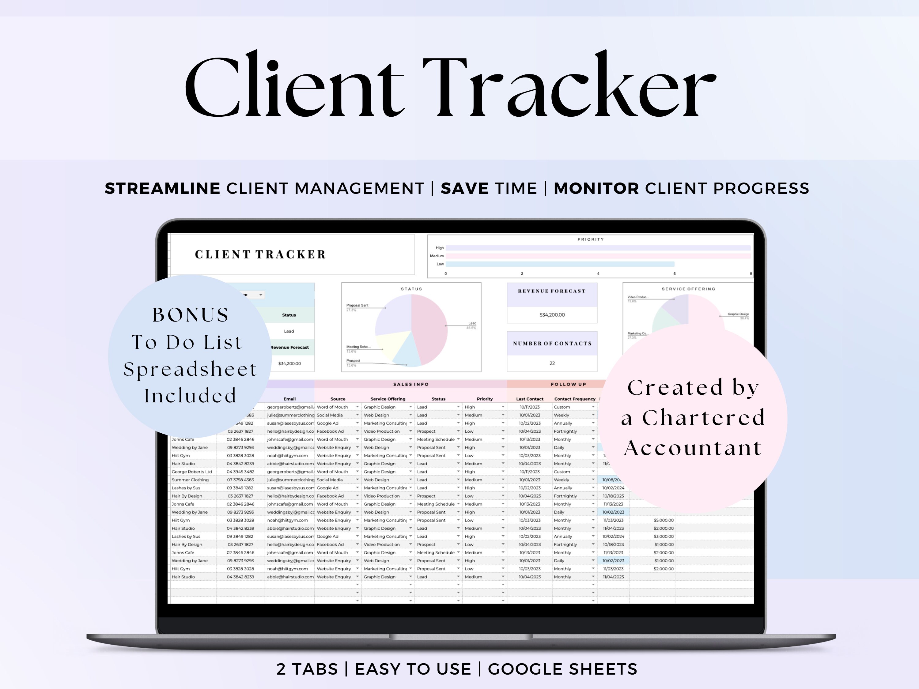 Client Tracker Spreadsheet, Customer Management Tool Google Sheets ...