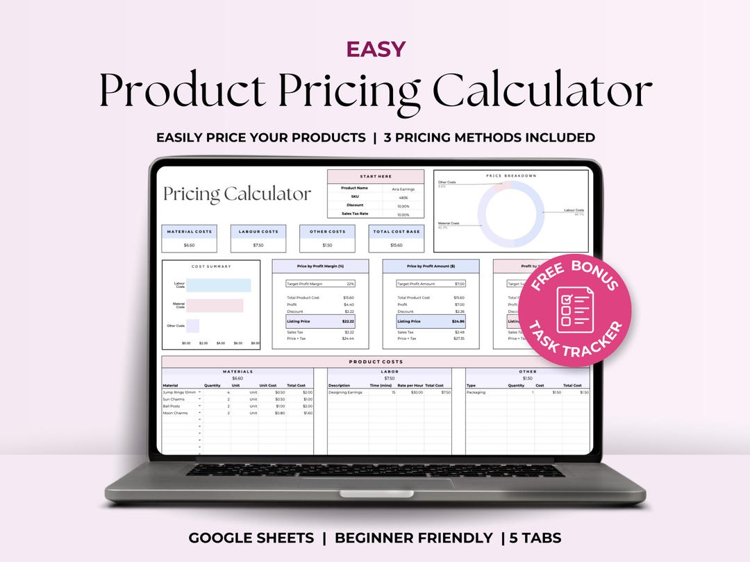 Easy Product Pricing Calculator Template for Small Business, Profit ...