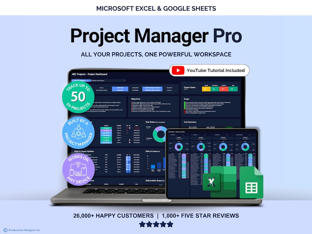 Project Tracker Spreadsheet Excel Multi Project Management Task Tracker ...
