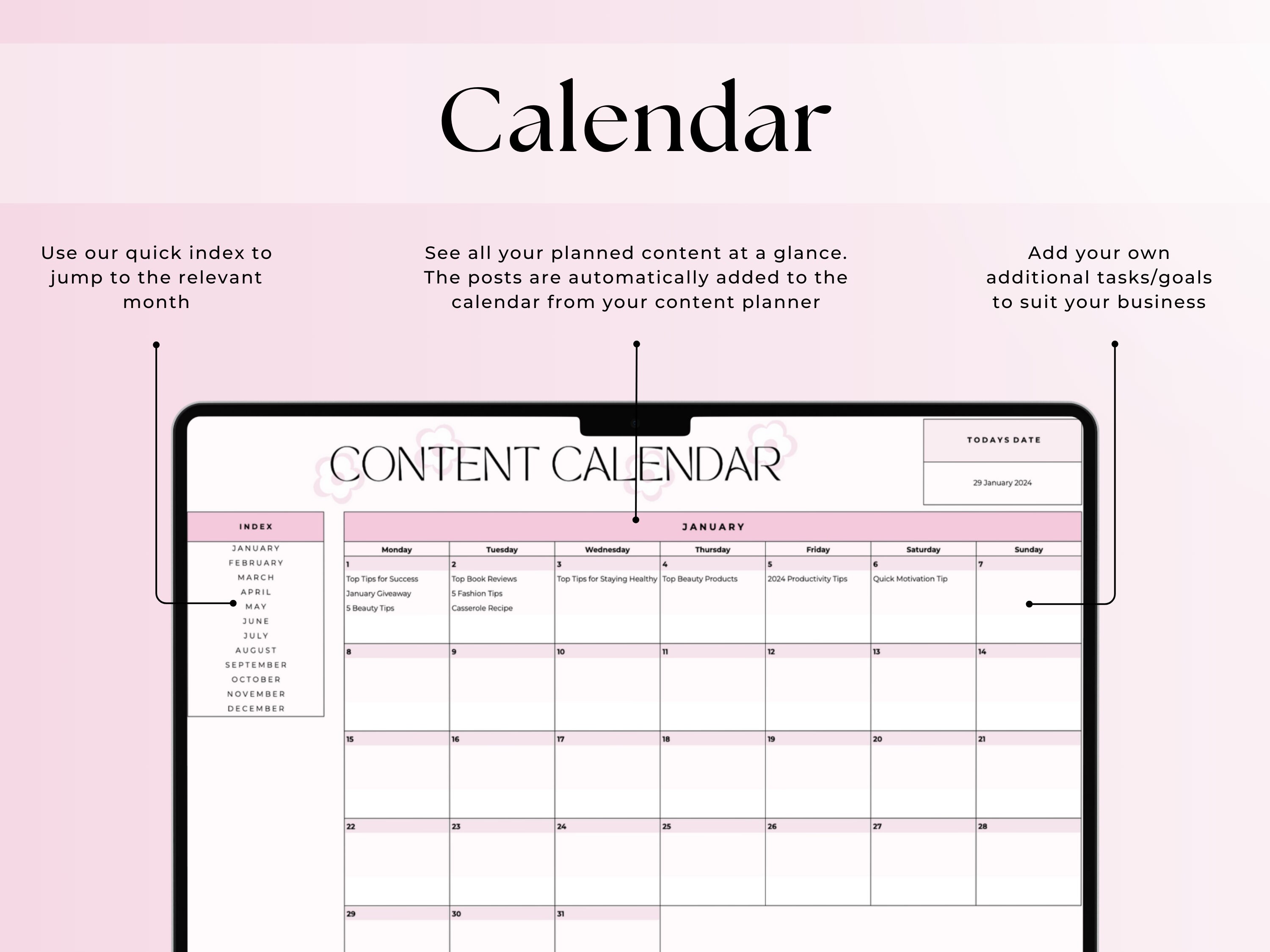 Social Media Content Planner Spreadsheet, Digital Content Schedule ...