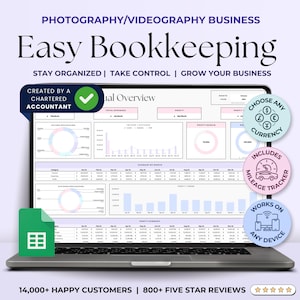 Easy Bookkeeping Spreadsheet Template for Photographer Videographer ...