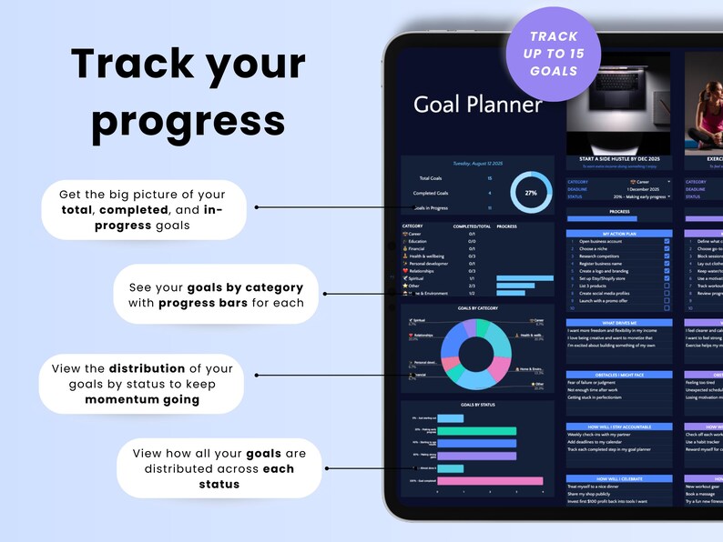 Goal Planner Spreadsheet Google Sheets Goal Tracker Excel SMART Goal ...