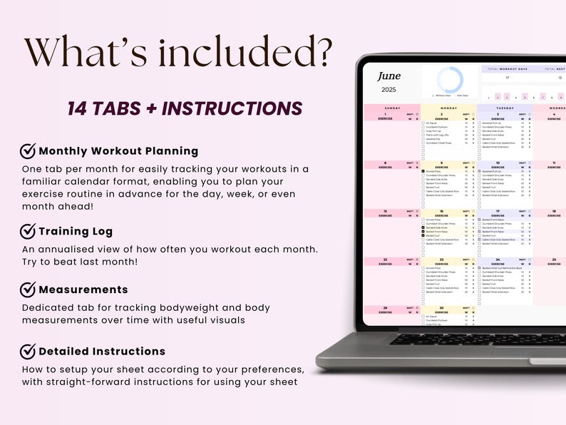Workout Tracker Spreadsheet Google Sheets Beginners Exercise Planner ...