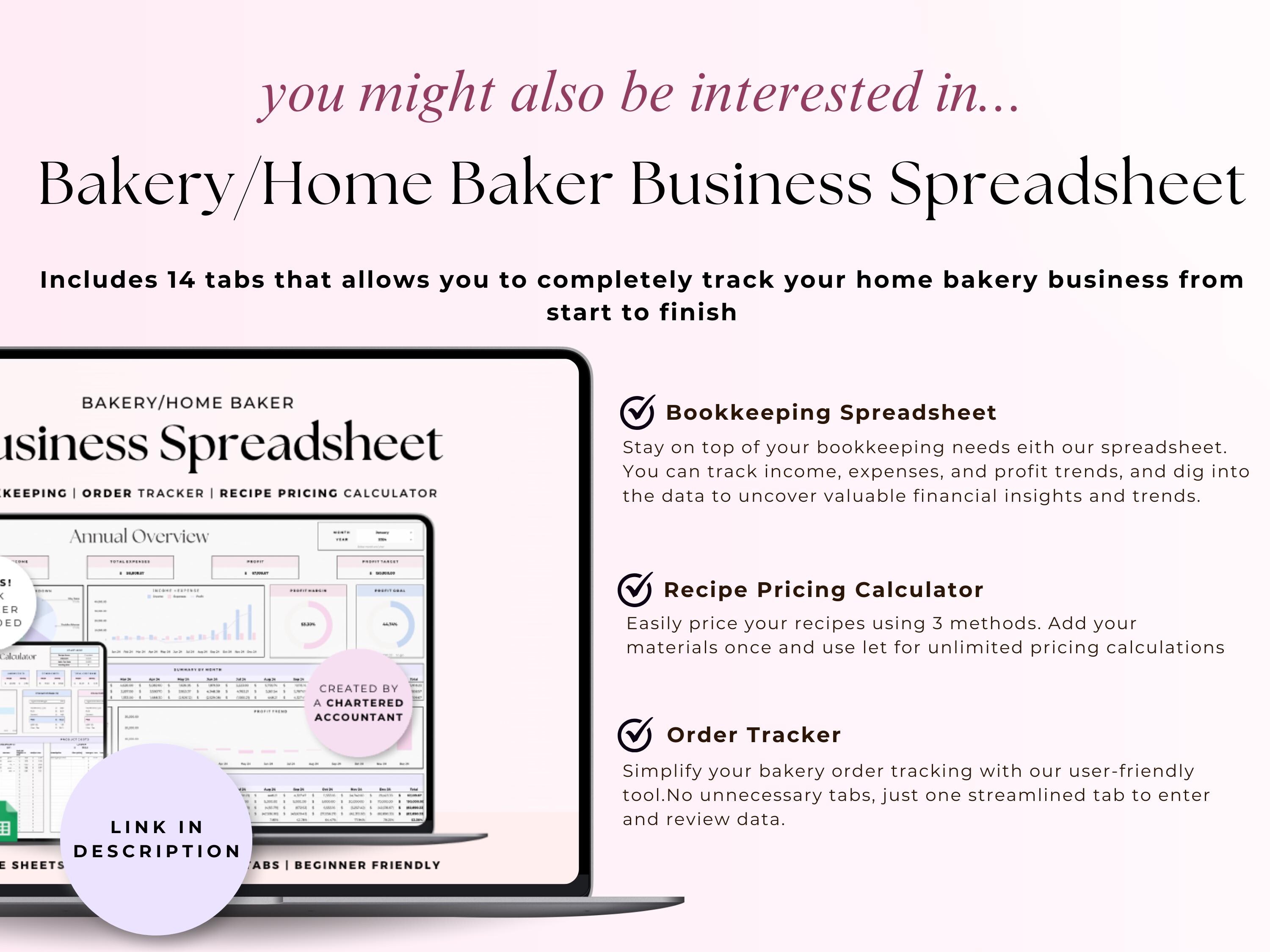Order Tracker Spreadsheet, Home Baker Business Order Log Template ...