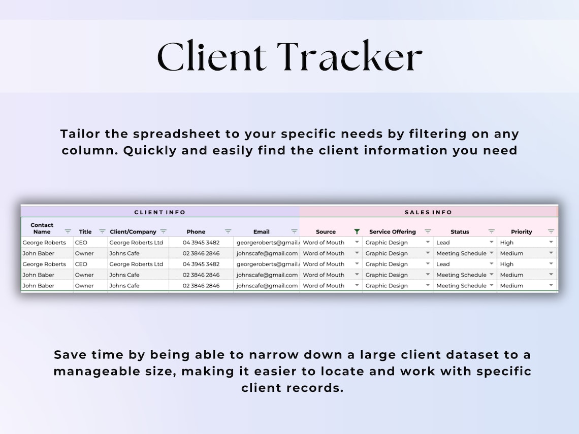 Client Tracker Spreadsheet, Customer Management Tool Google Sheets ...